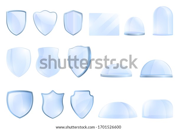 Protective Glass Icons Set Cartoon Set Stock Vector (Royalty Free ...