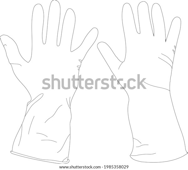 Protective Gloves Outline Vector Illustration Clipart Stock Vector ...