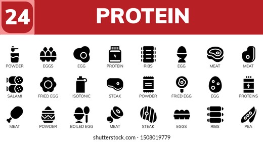 Protein Icon Set 24 Filled Protein Stock Vector (Royalty Free ...