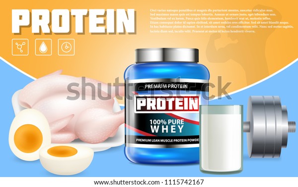 Protein Products Advertising Template Vector Realistic: เวกเตอร์สต็อก ...
