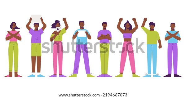 Protest Humans Rights Concept Group People Stock Vector (Royalty Free ...