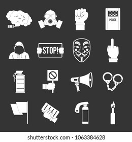 Protest Icons Set Vector White Isolated Stock Vector (Royalty Free ...