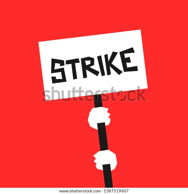 Protest Strike Person Holding Big Banner Stock Vector (Royalty Free ...