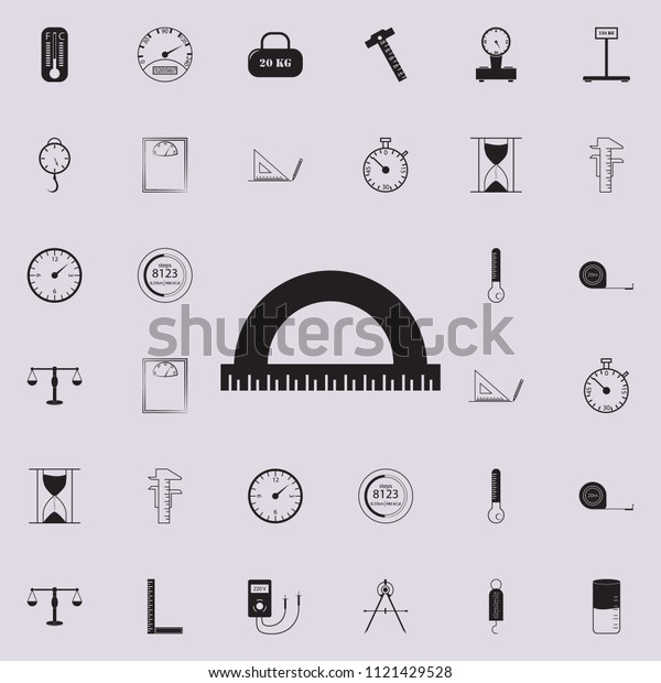 Protractor Icon Detailed Set Measuring Elements Stock Vector (Royalty ...