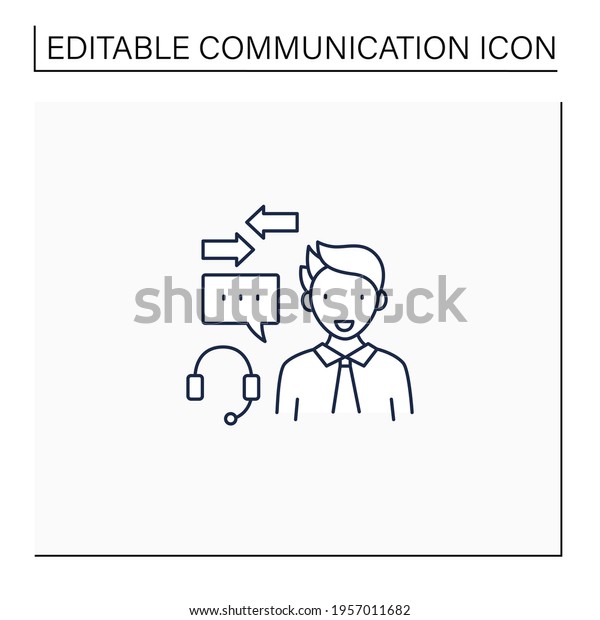 Providing Feedback Line Icon Twoway Communication Stock Vector (Royalty ...
