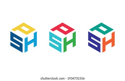 Psh Letter Cube Logo Design Stock Vector (Royalty Free) 1934731556