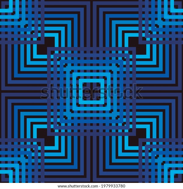 Psychedelic Blue Squares Scale Black Background Stock Vector (Royalty ...