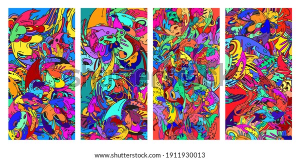 Psychedelic Colorful Vector Hand Drawn Doodle Stock Vector (Royalty ...