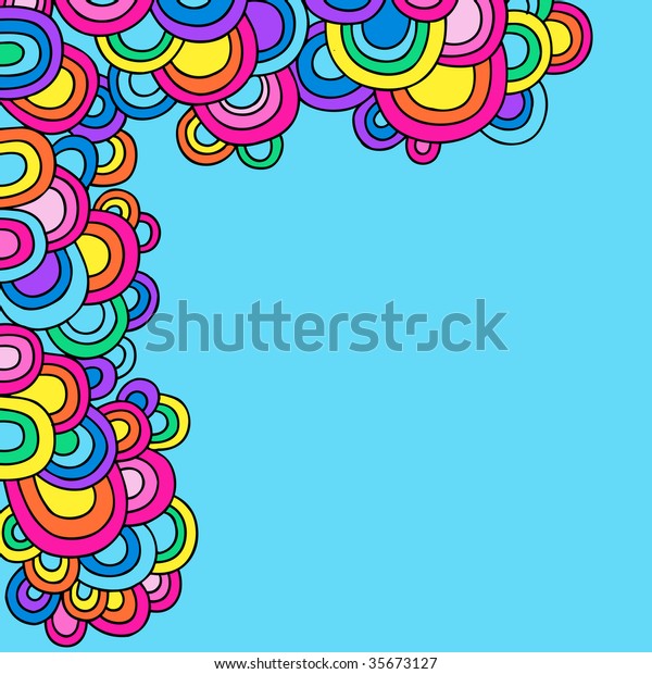 Psychedelic Groovy Abstract Semicircle Border Vector Stock Vector ...