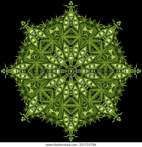 Psychedelic Marijuana Kaleidoscope Vector Illustration Stock Vector ...
