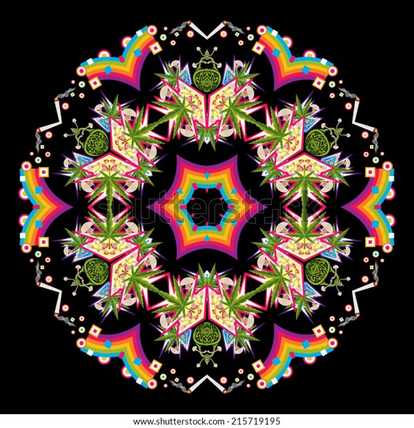 Psychedelic Marijuana Magic Mushroom Kaleidoscope Vector Stock Vector ...
