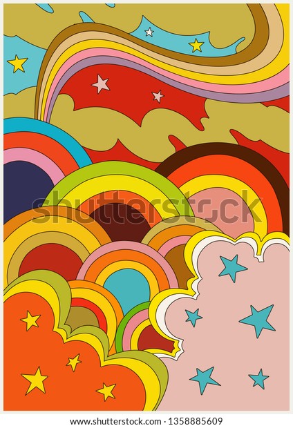 Psychedelic Poster 1960s Hippie Style Vintage Stock Vector (Royalty ...