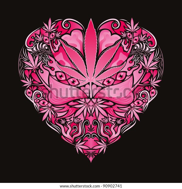 Psychedelic Rastaman Marijuana Heart Vector Sign: vector de stock ...