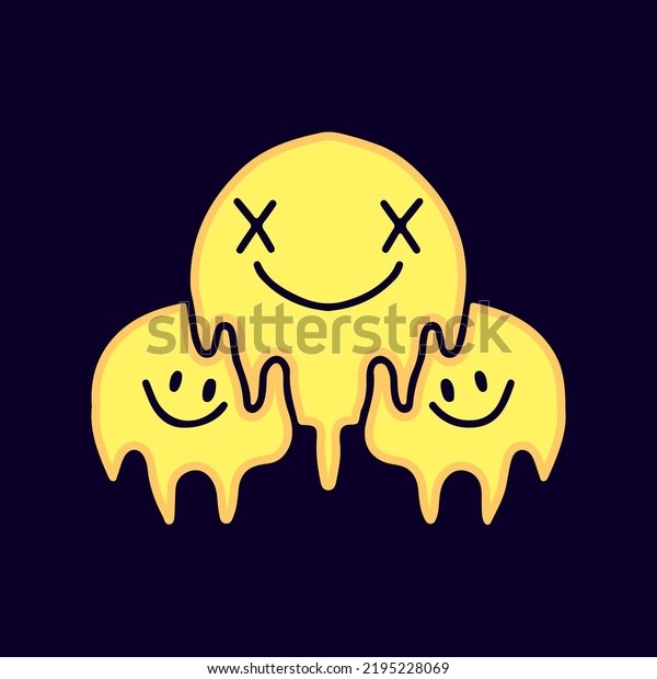 Psychedelic Smile Emoji Face Cartoon Illustration Stock Vector (Royalty ...