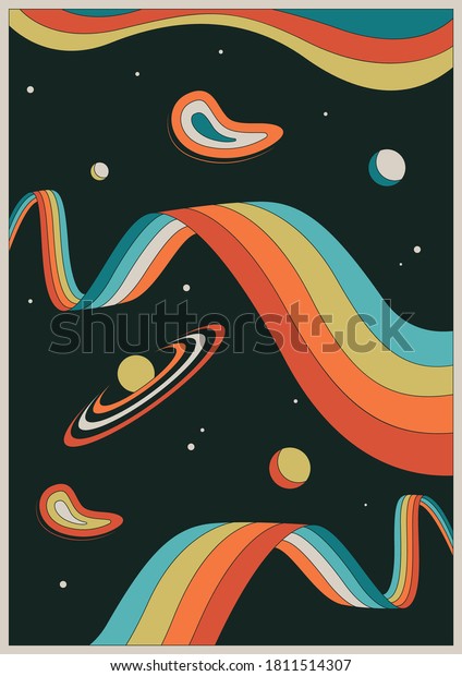 Psychedelic Space 1960s Poster Style Vintage Stock Vector (Royalty Free ...