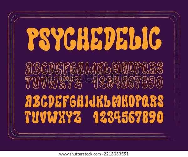 Psychedelic Style Font 1960s Alphabet Letters Stock Vector (Royalty ...