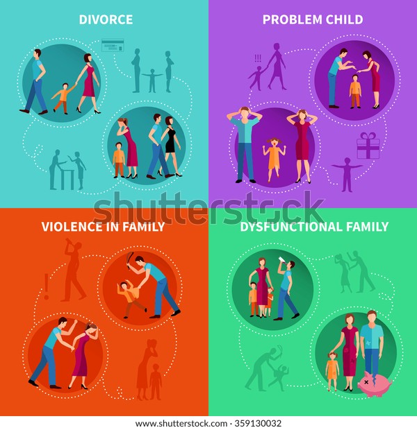 Psychological Factors Family Problems Flat Decorative Stock Vector ...