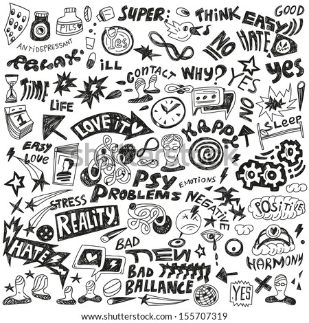 Psychology Doodles Set Stock Vector (Royalty Free) 155707319 - Shutterstock