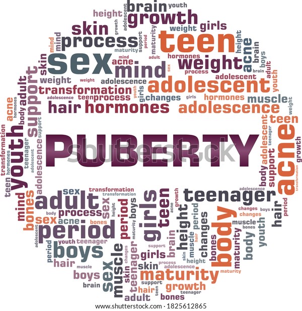 Puberty Vector Illustration Word Cloud Isolated Stock Vector (Royalty ...