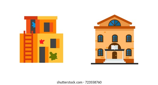 Public Building Icon Set Stock Vector (Royalty Free) 723558760 ...