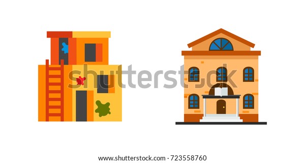 Public Building Icon Set Stock Vector (Royalty Free) 723558760 ...