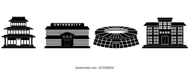 Public Building Icon Set Public Building Stock Vector (Royalty Free ...
