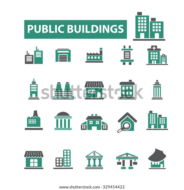 Public Buildings Icons Stock Vector (Royalty Free) 329454422