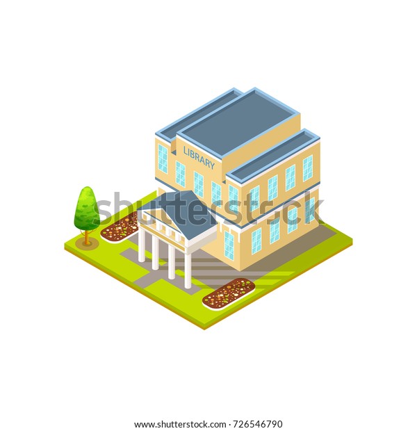 Public Library Isometric Building Represented Three Stock Vector ...