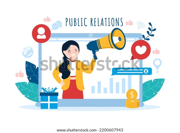 Public Relations Template Hand Drawn Cartoon: เวกเตอร์สต็อก (ปลอดค่า ...
