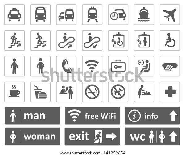 Public Signs Set Stock Vector (Royalty Free) 141259654 | Shutterstock