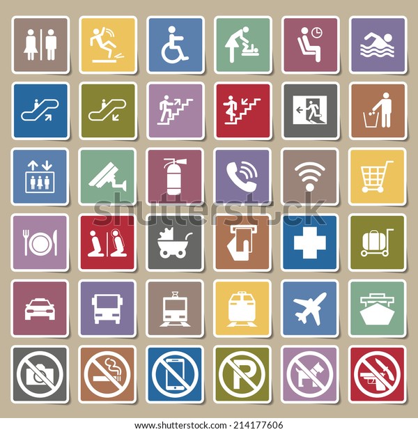 Public Signs Vector Sticker Set Stock Vector (Royalty Free) 214177606 ...