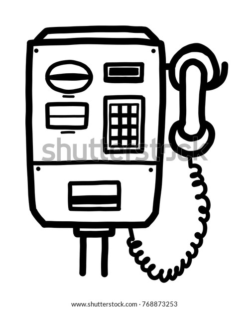 Public Telephone Cartoon Vector Illustration Black 스톡 벡터(로열티 프리 ...
