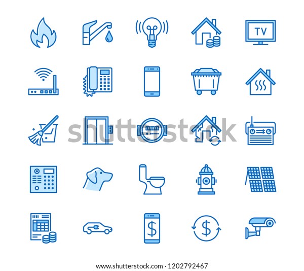 Public Utilities Flat Line Icons Rent Stock Vector (Royalty Free ...