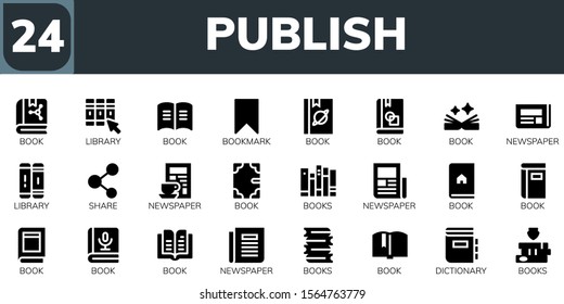 Publish Icon Set 24 Filled Publish Stock Vector (Royalty Free) 1564763779