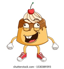 Pudding Custard Cartoon Character Funny Evil Stock Vector (Royalty Free ...