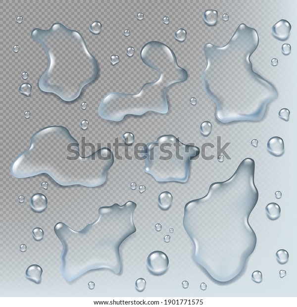 Puddles Realistic Top View Liquid Drops Stock Vector (Royalty Free ...