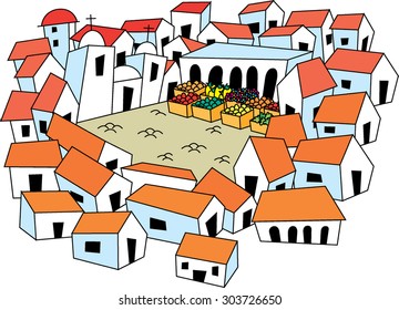 Pueblo Stock Vector (Royalty Free) 303726650 | Shutterstock