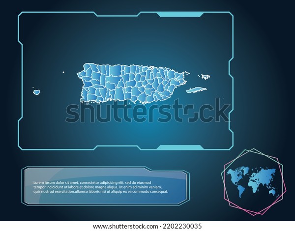 Puerto Rico Map Infographic Technology Blue Stock Vector (Royalty Free ...