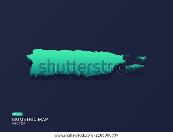 Puerto Rico Map Isometric Green Gradient Stock Vector (Royalty Free ...