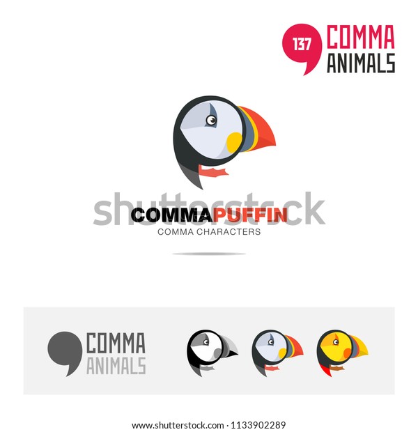 Puffin Bird Concept Icon Set Modern Stock Vector (Royalty Free ...