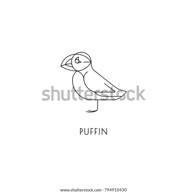 Vektor Stok Puffin Outline Icon (Tanpa Royalti) 794910430 | Shutterstock