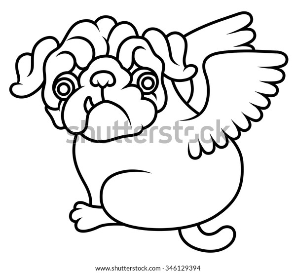 Pug Cute Puppy Wings Vector Cartoon Stock Vector (Royalty Free) 346129394