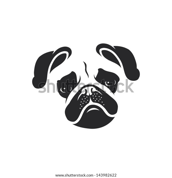 Pug Dog Face Vector Illustration Stock Vector (Royalty Free) 143982622