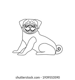 Pug Dog Outline Vector Illustration On Stock Vector (Royalty Free ...