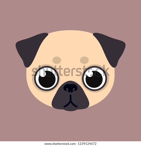 Pug Face Flat Style Cute Animal Stock Vector (Royalty Free) 1239124672 ...