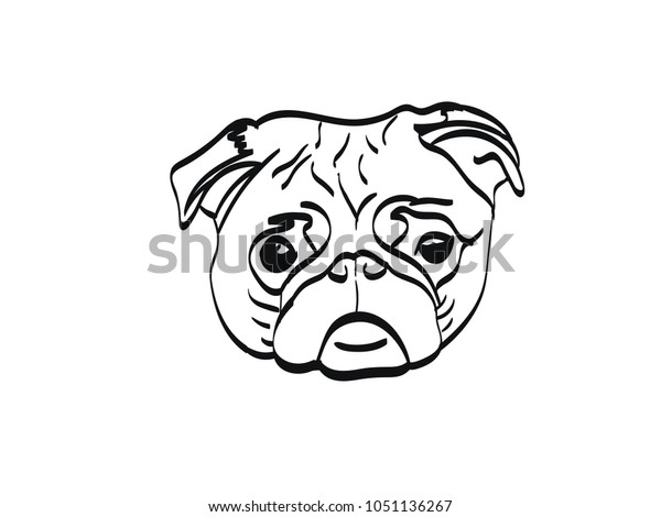 Pug Head Outline Vector Banners Illustrations Stock Vector (Royalty ...