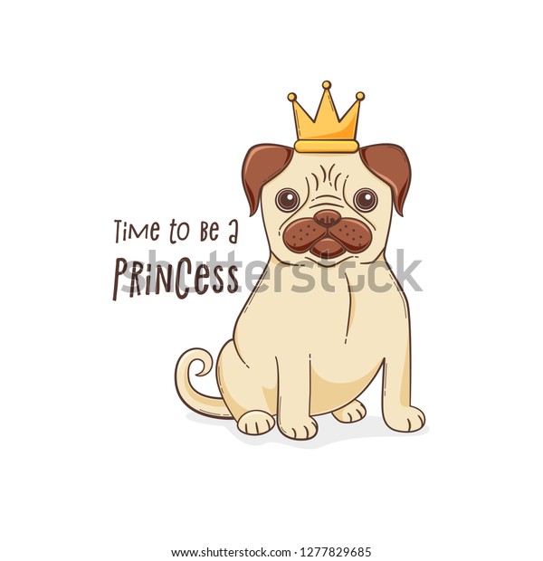 Pug Princess Illustration Vector Design Concept Stock Vector (Royalty ...
