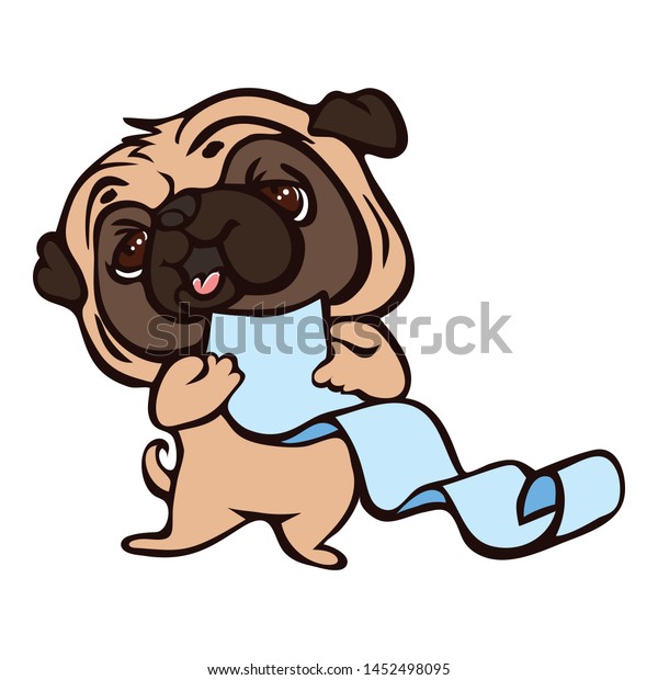 Pug Read Paper Icon Cartoon Pug Stock Vector (Royalty Free) 1452498095 ...