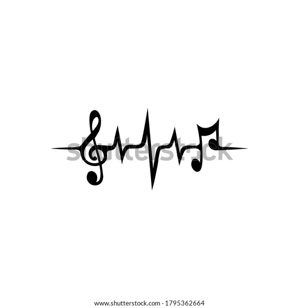 Pulse Musical Notes Black Sign Icon Stock Vector (Royalty Free ...