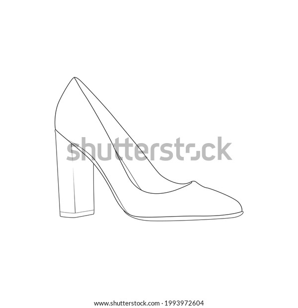 Pump Shoes Outline Drawing Vectorpump Shoes Stock Vector (Royalty Free ...